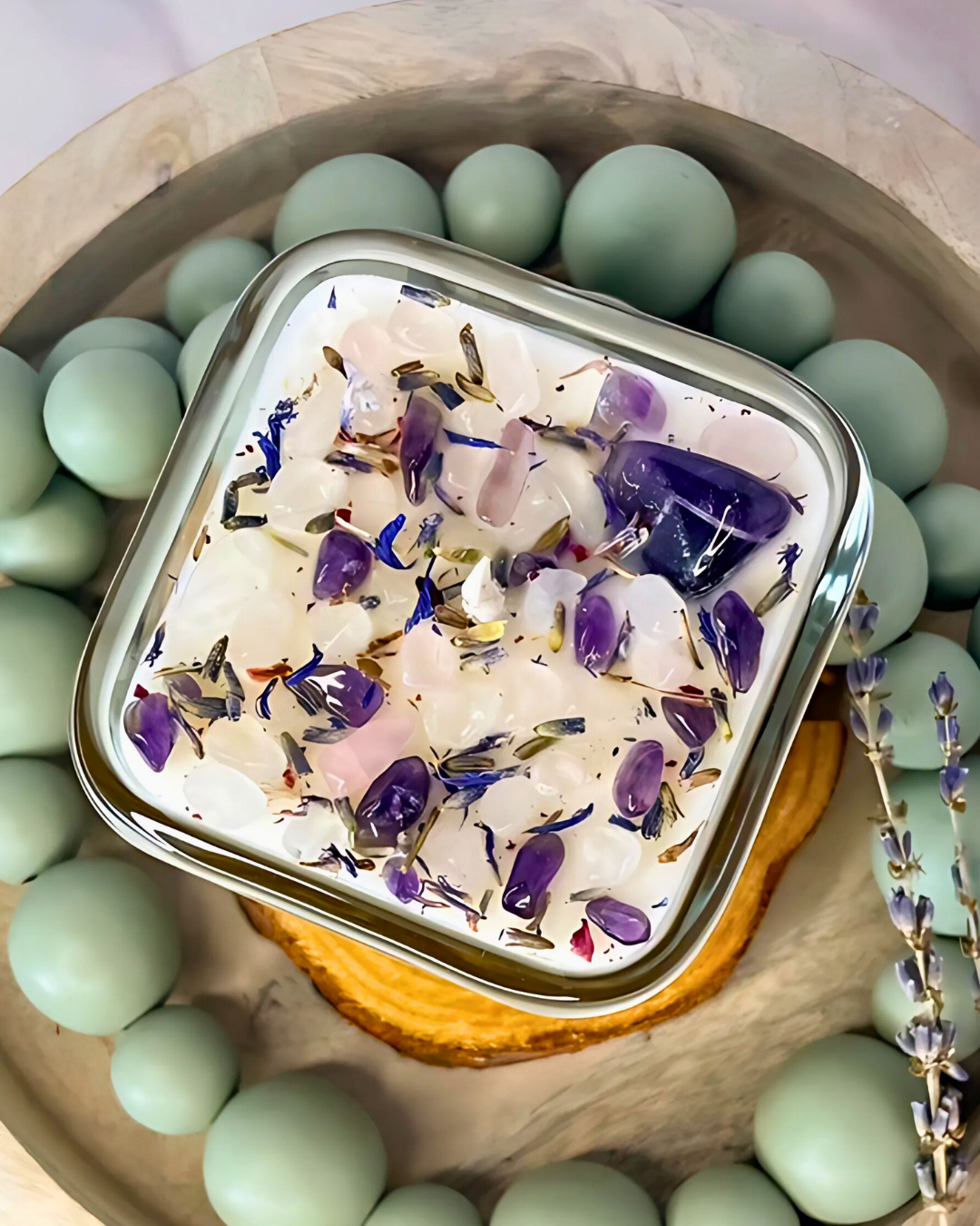 Crystal-Infused Botanica Candles for Stress Relief & Healing – Cozy Alchemy